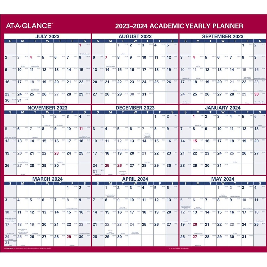 At-A-Glance Horizontal Reversible Erasable Academic and Regular Year ...