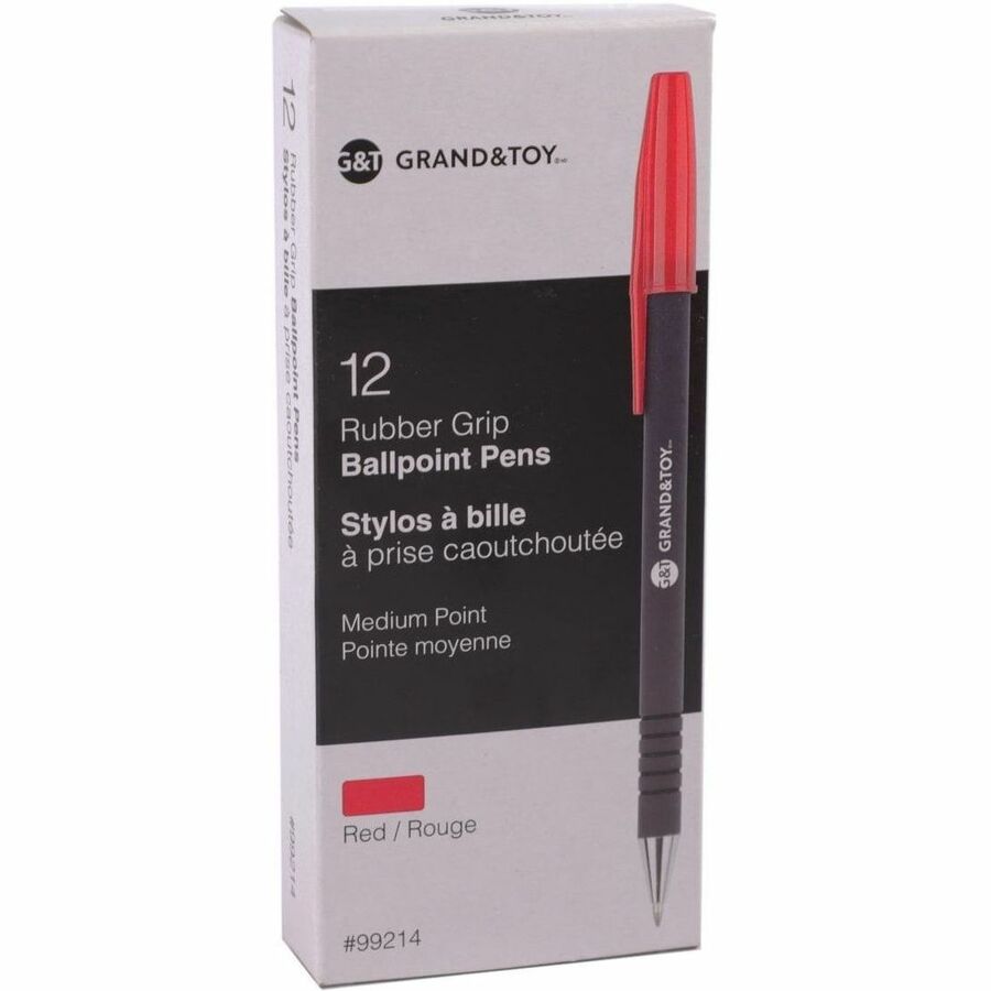 Offix Ballpoint Pen - Medium Pen Point - Red - Rubberized Barrel - 1 ...