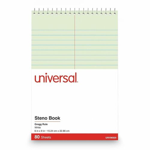Universal Steno Pads, Gregg Ruled, 6" x 9", Green Paper, 80 Sheets - W ...