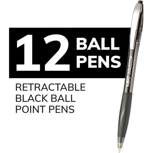 BIC GLIDE Ballpoint Pen, Retractable, Medium 1 mm, Black Ink, Black ...