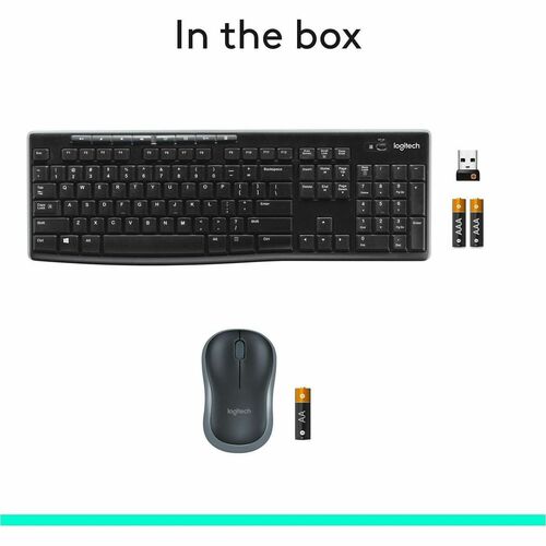 Logitech MK270 Wireless Combo, Keyboard/Mouse, USB, Black - W.B. Mason