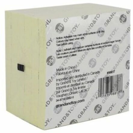 Grand & Toy 3" x 3" Pop-Up Sticky Notes, Yellow, 100 Sheets/Pad, 6 Pads ...