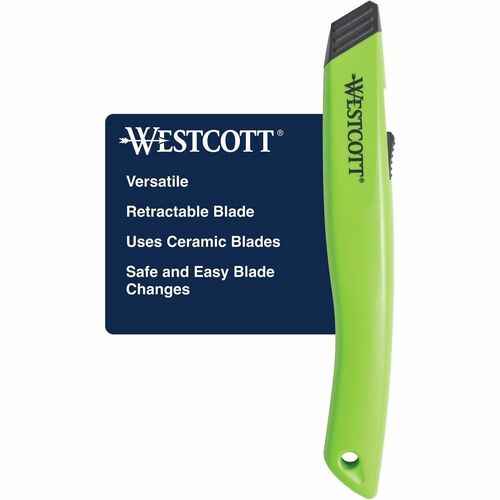 Westcott Safety Ceramic Blade Box Cutter, 5 1/2 in, Green - W.B. Mason
