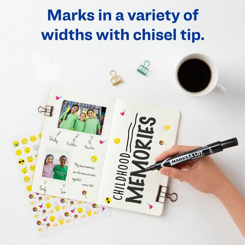 Marks-A-Lot Marks A Lot Large Desk-Style Permanent Markers, Chisel Tip ...
