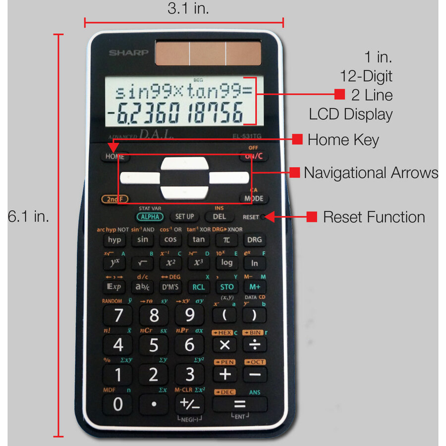 Sharp Calculators EL-531TGBBW Scientific Calculator with 2 Line Display ...