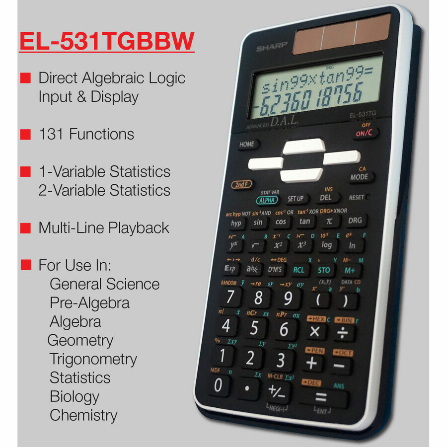Sharp Calculators EL-531TGBBW Scientific Calculator with 2 Line Display ...