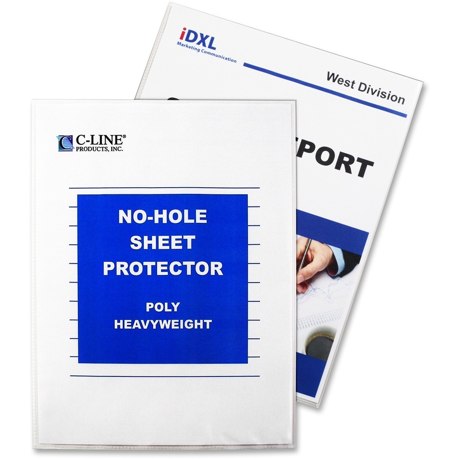 C-Line No-Hole Heavyweight Poly Sheet Protectors