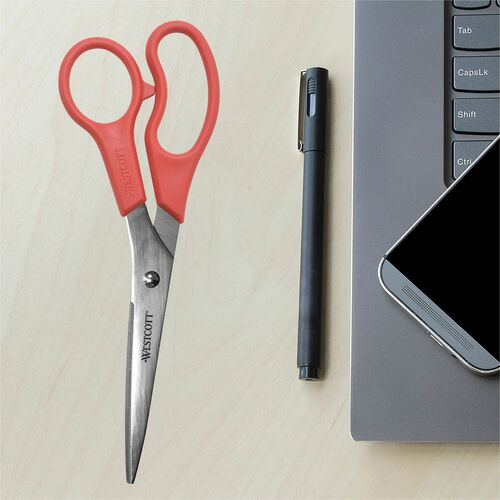 Westcott Value Line Stainless Steel Scissors, 8 in, Straight, Pointed ...