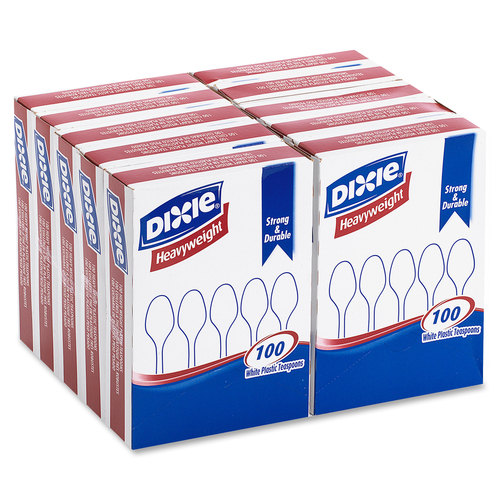 Dixie Teaspoons, Heavy Weight, Plastic, 6" L, White, 100 Teaspoons/Box ...