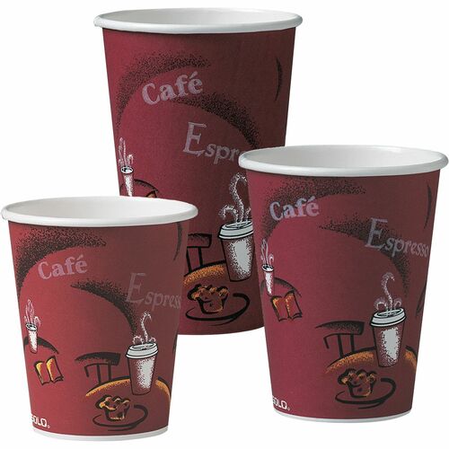 SOLO Cup Company Hot Cups, 12 oz, Poly Lined Paper, Bistro, 300/Carton ...