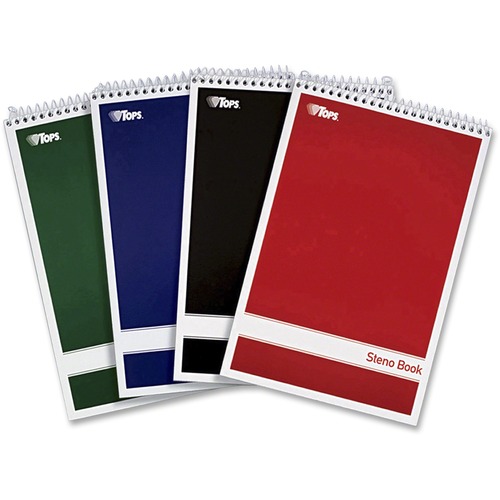 TOPS Steno Book, Gregg Ruled, 6" x 9", White Paper, Assorted Covers, 80 ...