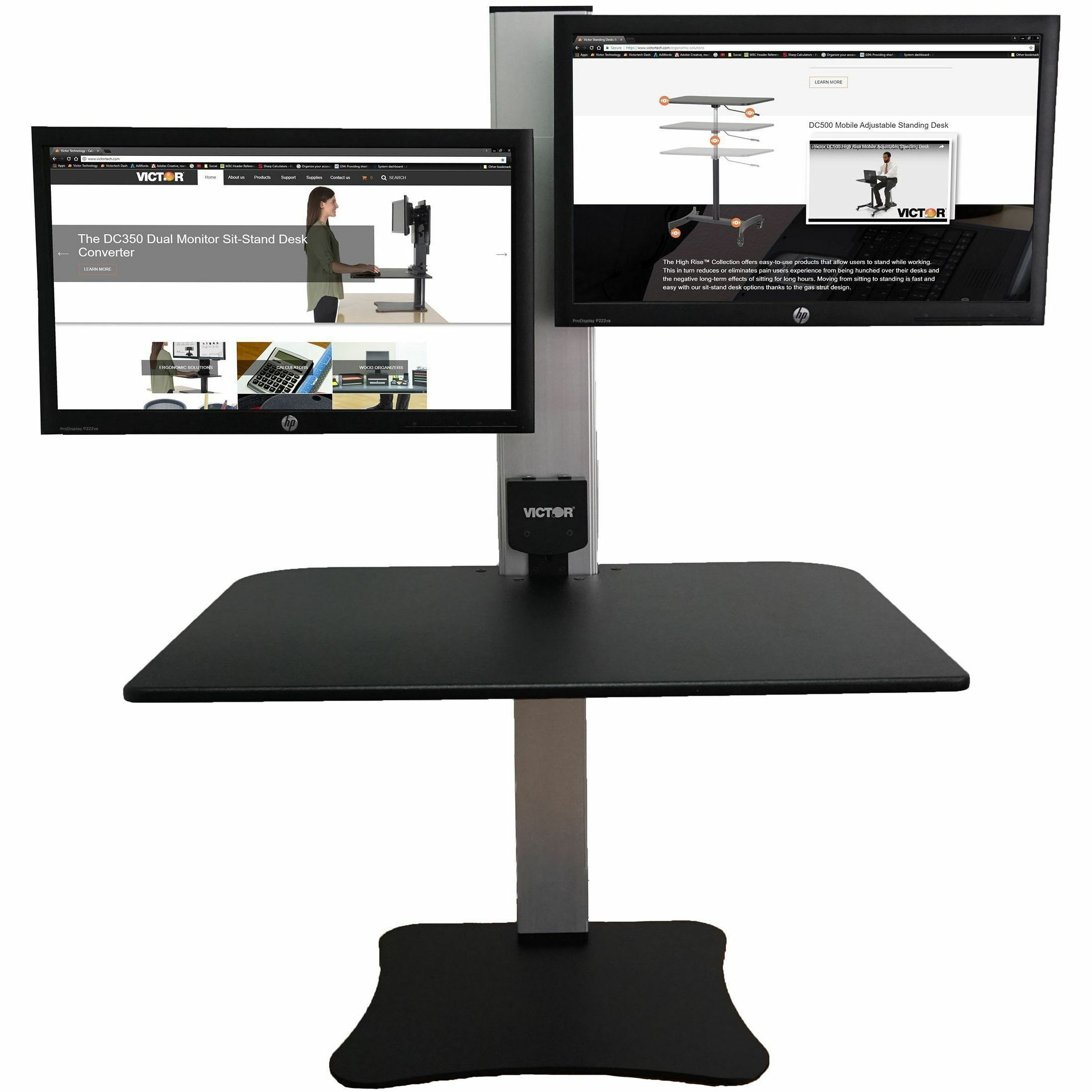 Victor High Rise Electric Dual Monitor Height Adjustable Standing Desk ...