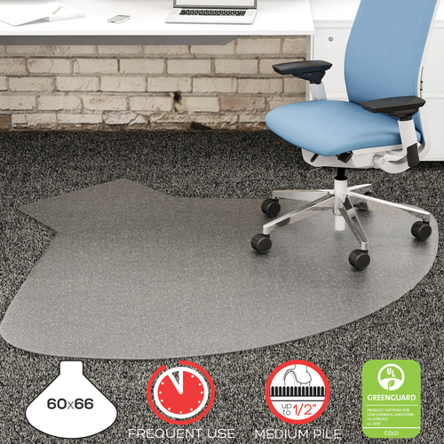deflecto SuperMat Frequent Use Chair Mat With Lip, 60" x 66", Medium ...