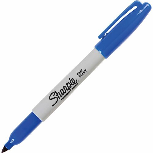 Sharpie Permanent Markers, Fine Point, Blue, Dozen - W.B. Mason
