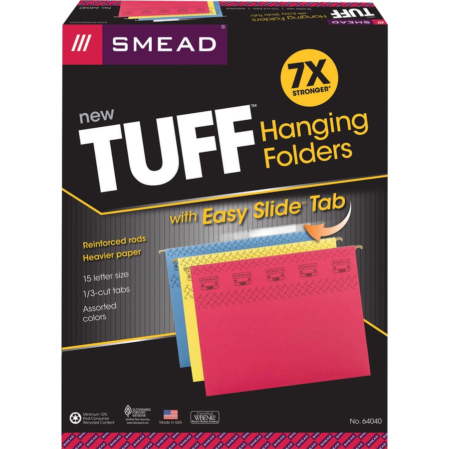 SMD64040 : Smead® Tuff Hanging Folders With Easy Slide Tab, Letter Size ...
