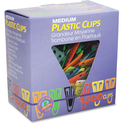 GEMPC0300 : GEM® Plastic Paper Clips, Medium, Smooth, Assorted Colors ...