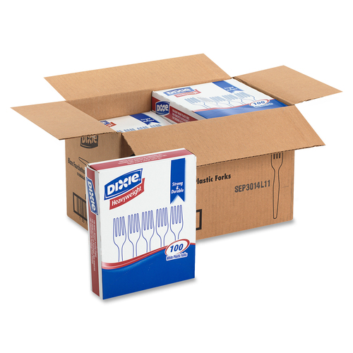 Dixie Forks, Heavy Weight, Plastic, 7-1/8" L, White, 100 Forks/Box - W ...