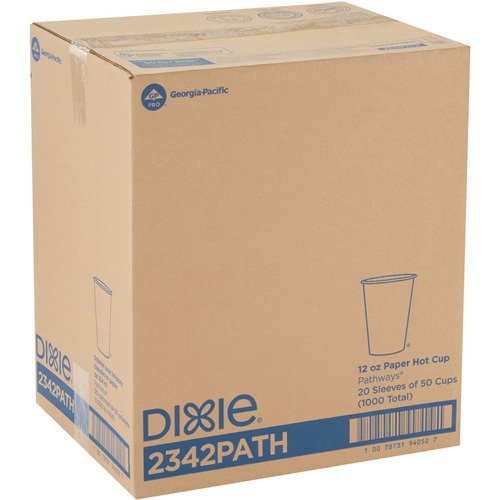 Dixie Hot Cups, 12 oz, Paper, Pathways, 50/Pack - W.B. Mason