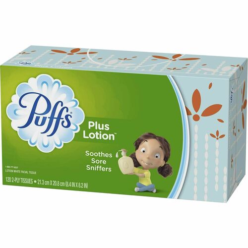 Puffs Plus Lotion Facial Tissue, 2-Ply, 124 Tissues/Box, 6 Boxes/Pack ...