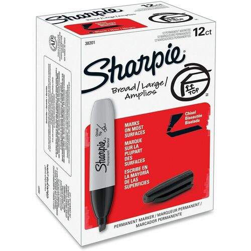 Sharpie Permanent Marker, Chisel Tip, Black - W.B. Mason