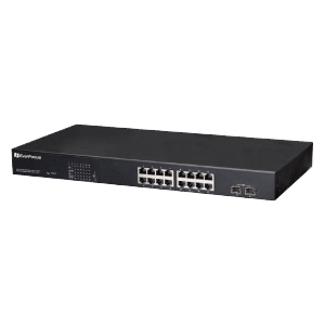 EverFocus 16-Port PoE Web-Managed Gigabit Ethernet Switch with 2 SFP Ports-ESM316T002R