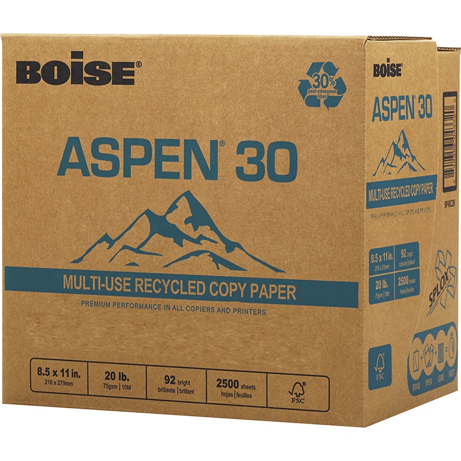 BOISE ASPEN 30% Recycled Multi-Use Copy Paper, 8.5" x 11" Letter, SPLOX ...
