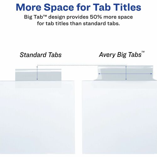 Avery Big Tab™ Insertable Extra-Wide Dividers, Clear Tabs, 8-Tab Set ...