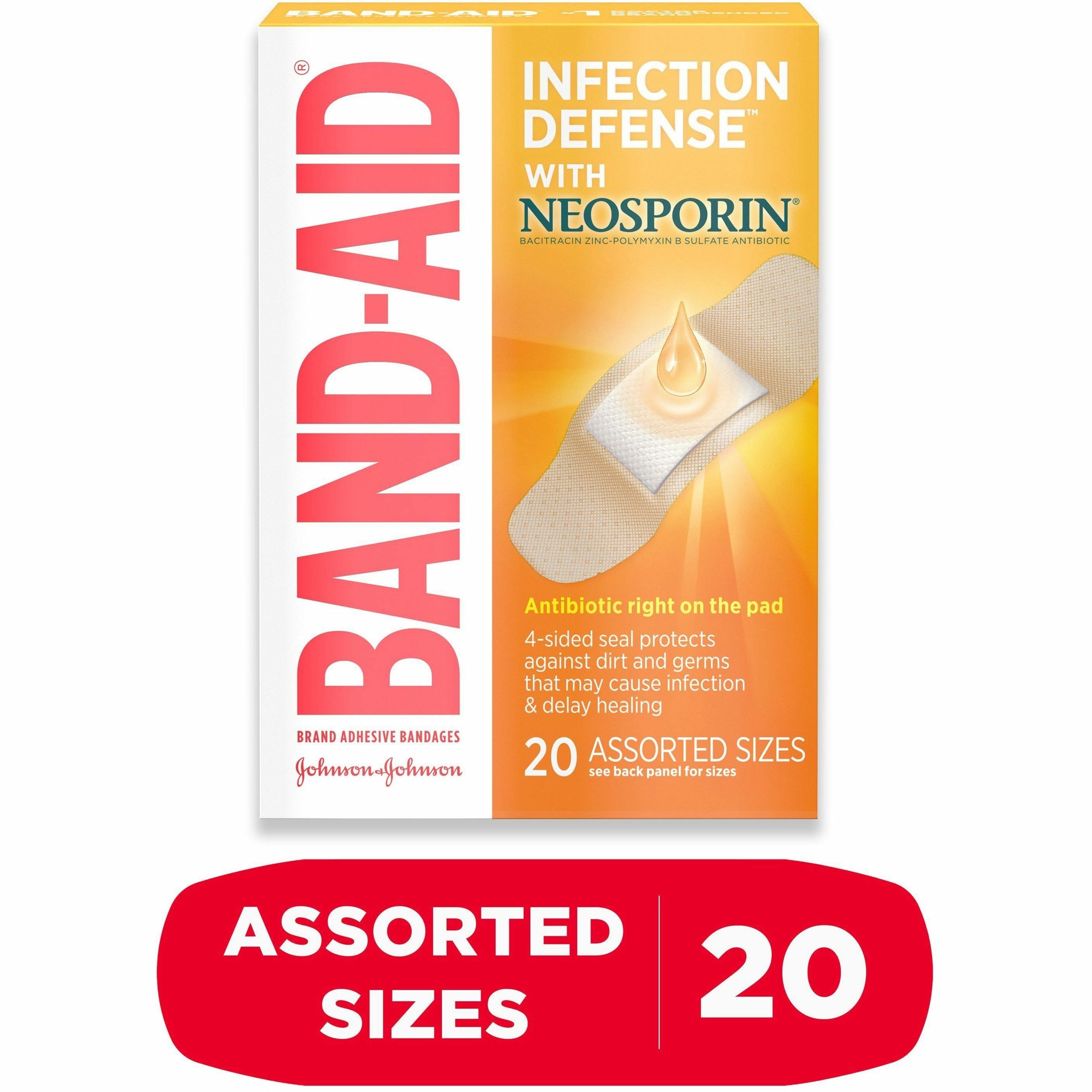 Band-Aid Adhesive Bandages Infection Defense with Neosporin | Standard ...