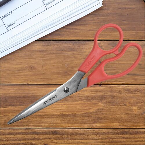 Westcott Value Line Stainless Steel Scissors, 8 in, Straight, Pointed ...