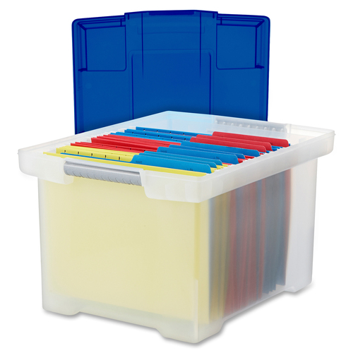 Storex Plastic File Tote Storage Box, Letter/Legal, Snap-On Lid, Clear ...