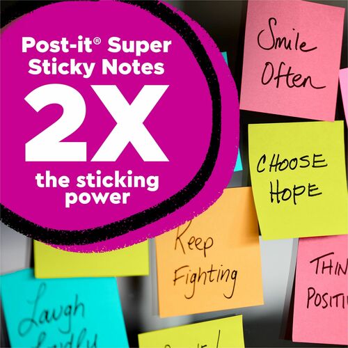 Post-it Super Sticky Notes, 3 in x 3 in, Supernova Neons Collection, 70 ...
