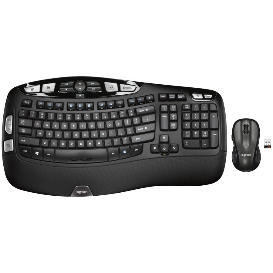 Logitech MK550 Wireless Wave Keyboard and Mouse Combo, Ergonomic Wave ...