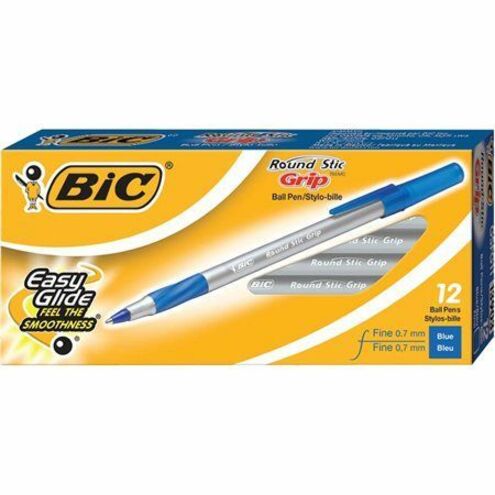 BIC Round Stic Comfort Grip Ballpoint Pen - Fine Pen Point - Blue ...