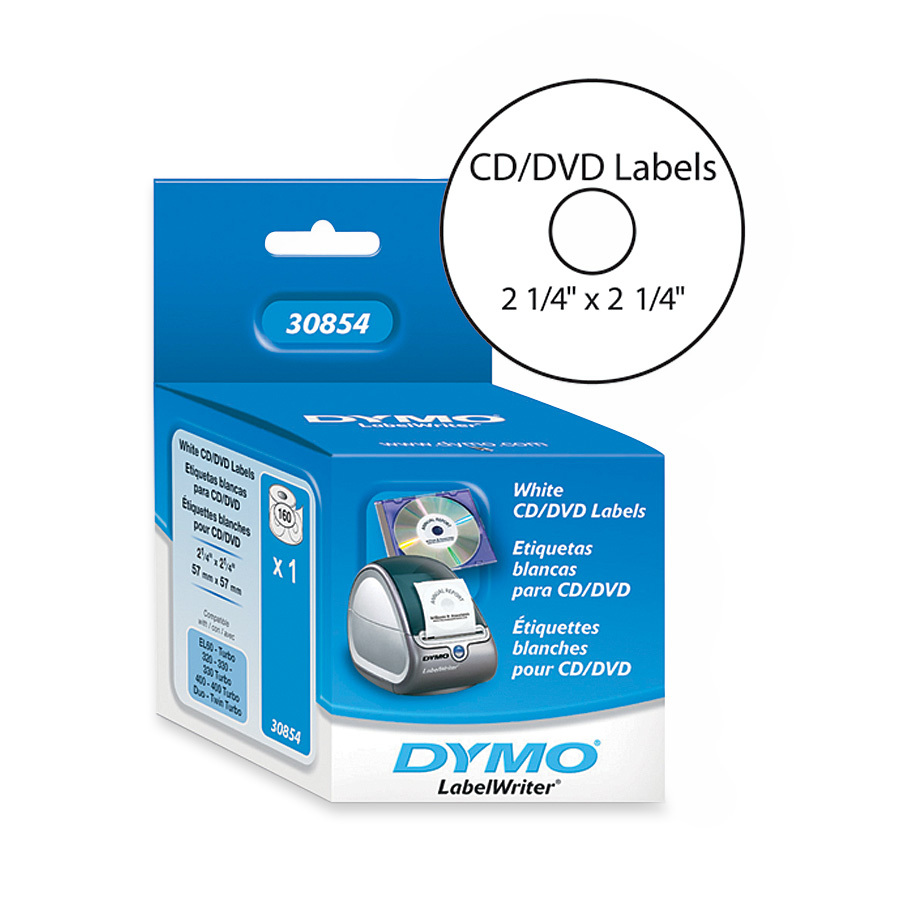 DYM30854 : DYMO® Labelwriter Cd/Dvd Labels, 2.25" Dia., White, 160 ...