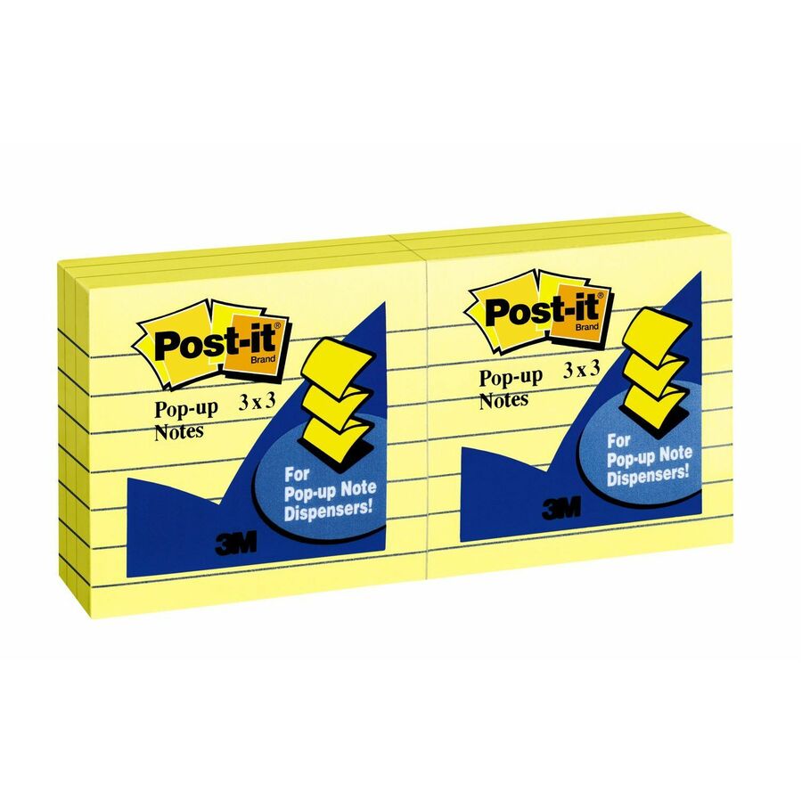 Post-it Pop-up Lined Notes, Canary Yellow, 76 x 76 mm, 6/Pack, R335 ...