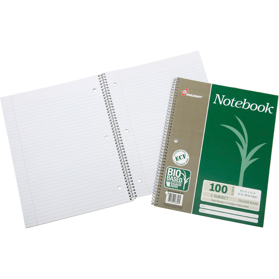 NSN6002024 : SKILCRAFT® 7530016002024 "Notebook, Spiral Bound, Biobased ...