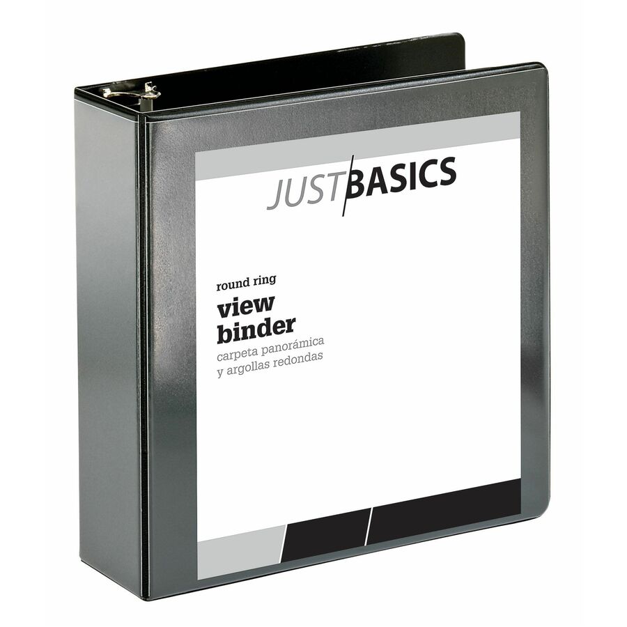 Just Basics® Basic View 3-Ring Binder, 3" Round Rings, Black - Binders ...