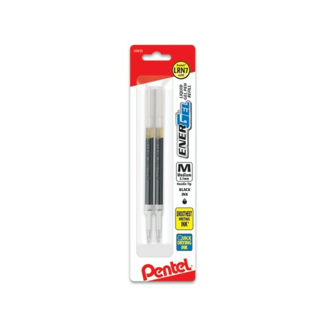 EnerGel Liquid Gel Pen Refills, Needle Point, 0.7 mm, Black Ink, Pack ...