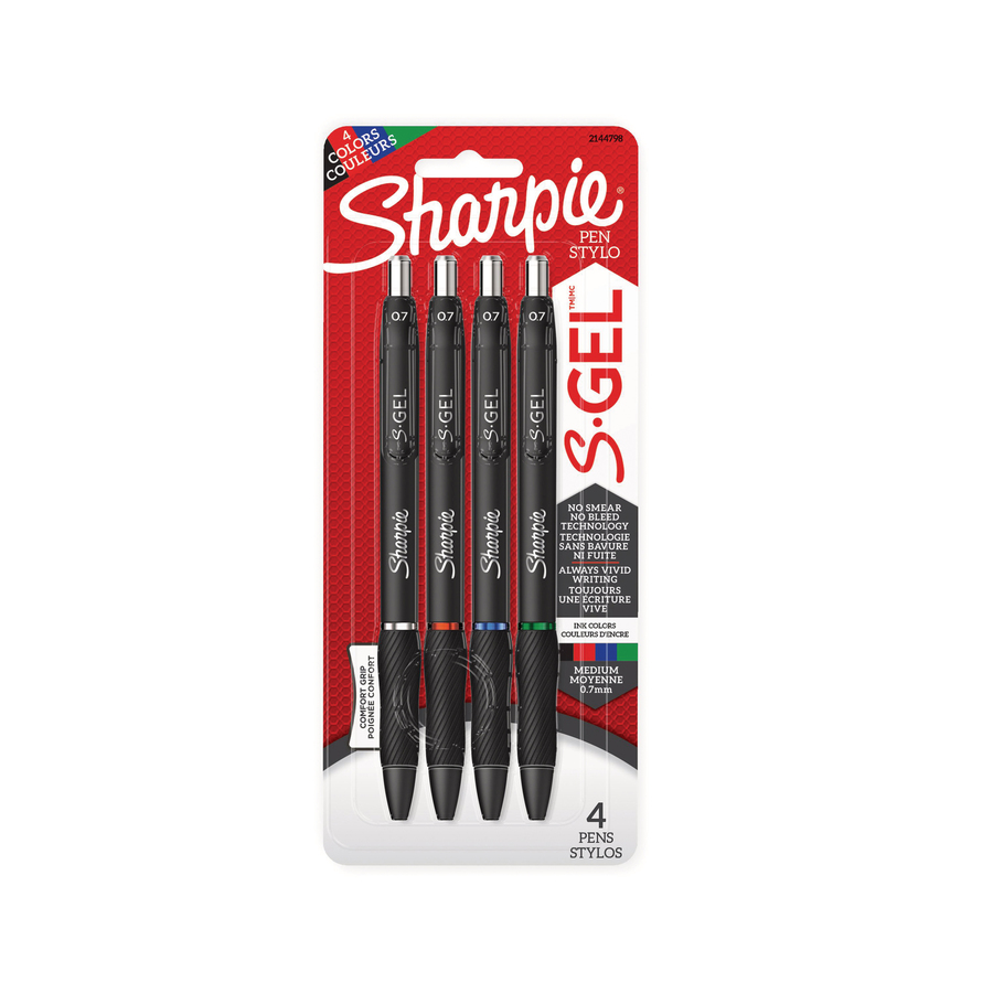 Sharpie S-Gel Retractable Pens 0.7 mm Assorted Colours 4/pkg - Medium ...