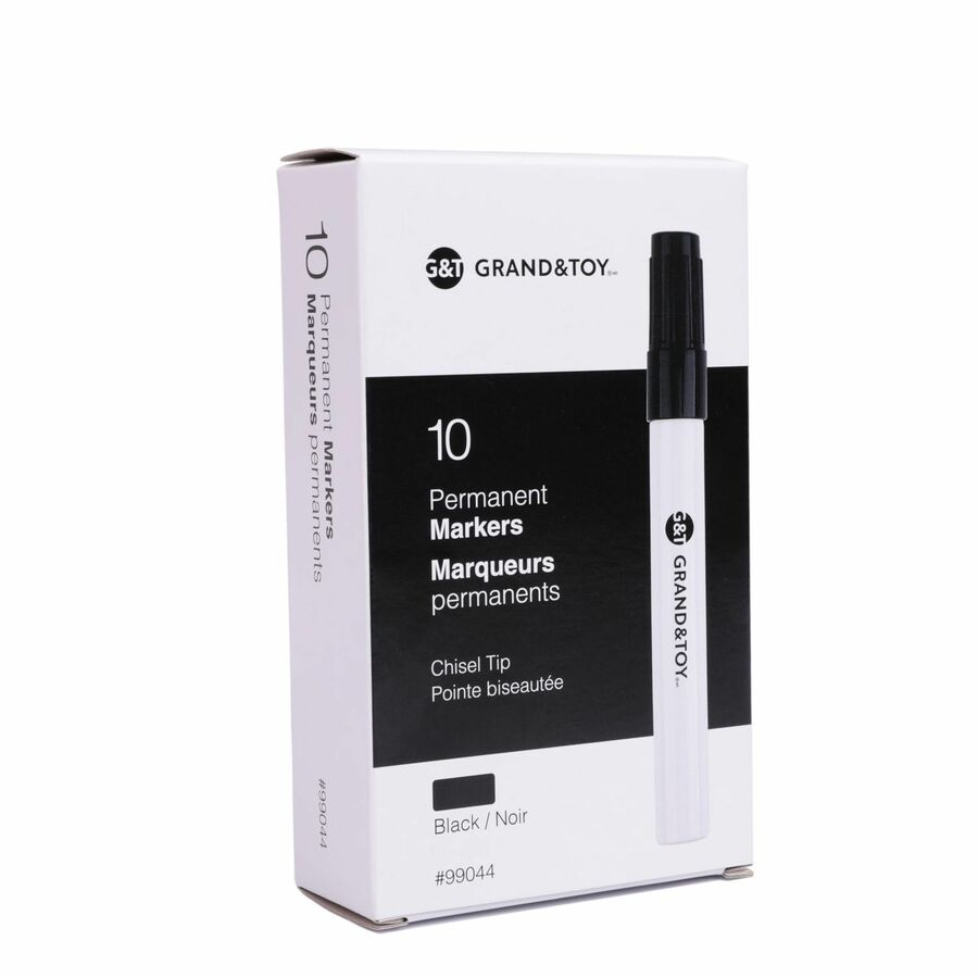 Grand & Toy Metal Can Permanent Markers, Black, Chisel Tip, 10/BX ...