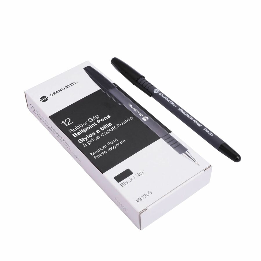 Offix Ballpoint Pen - Medium Pen Point - Black - Rubberized Barrel - 1 ...