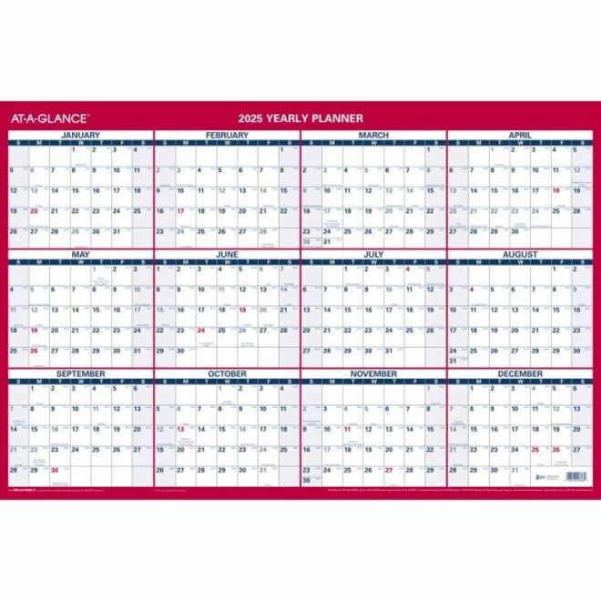 At-a-Glance 2025 Vertical Horizontal Reversible Yearly Wall Calendar ...
