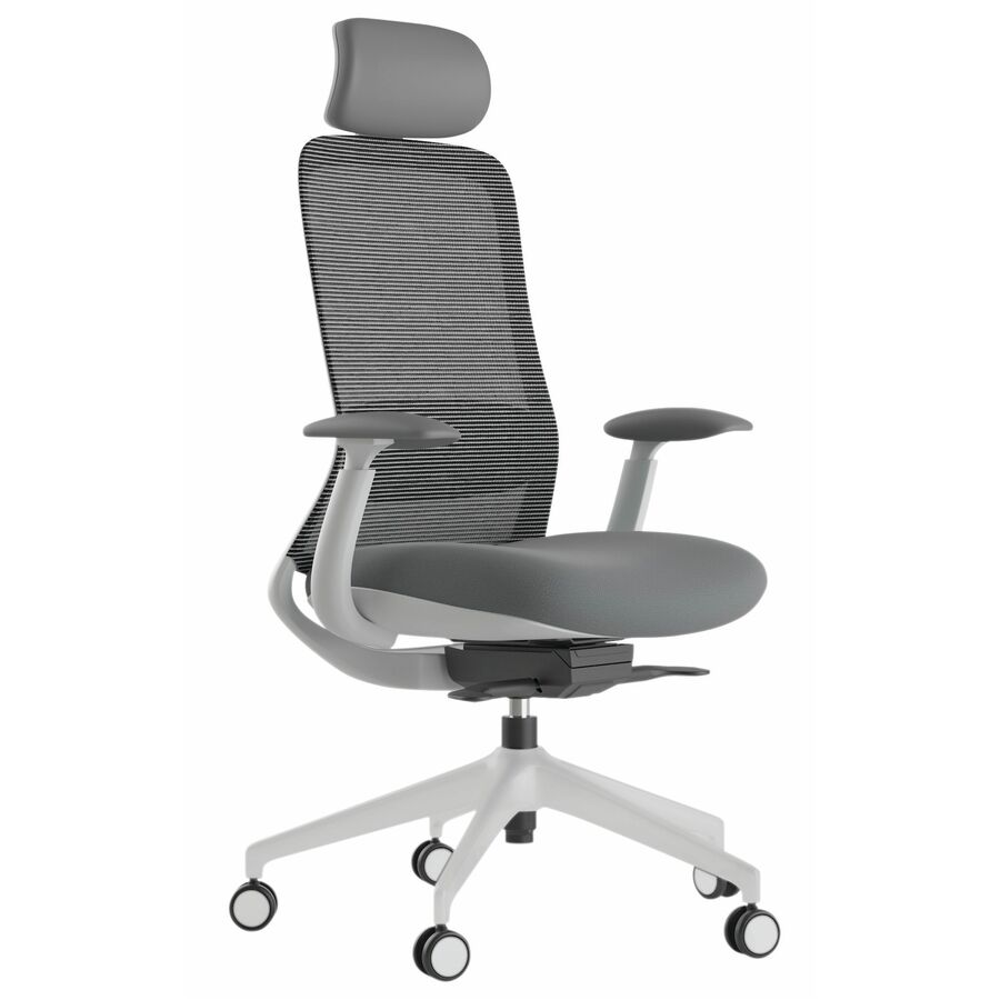 HDL Hermes High-Back Task/Meeting Chair - Gray Fabric, Foam Seat ...
