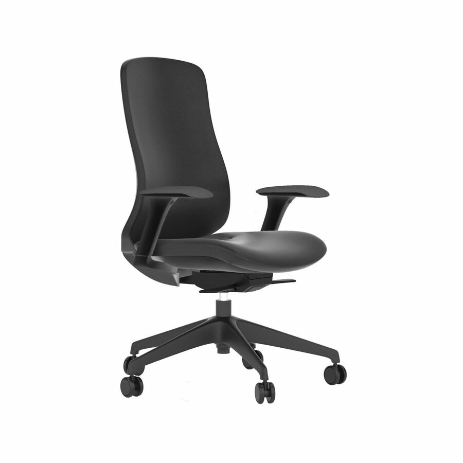 HDL Zeus Mid-Back Chair - Black Polyurethane Seat - Black Polyurethane ...