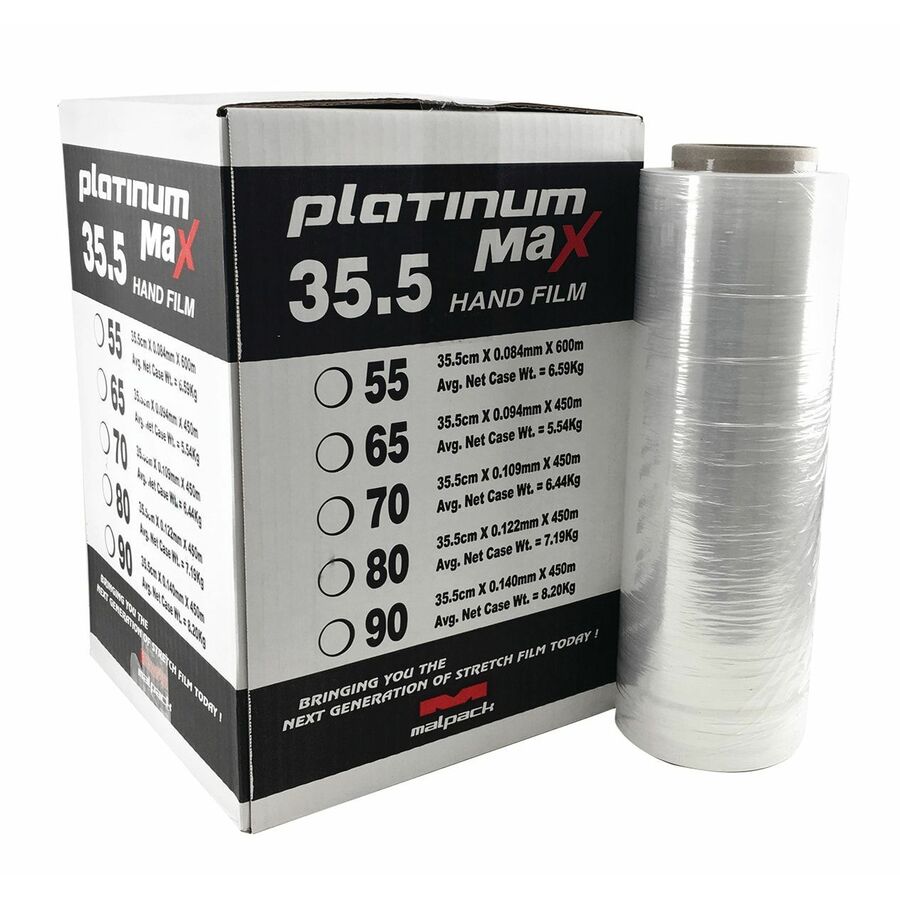 Malpack Platinum Max Hand Wrap, Clear, 14" x 1,476', 80 Gauge, Carton ...