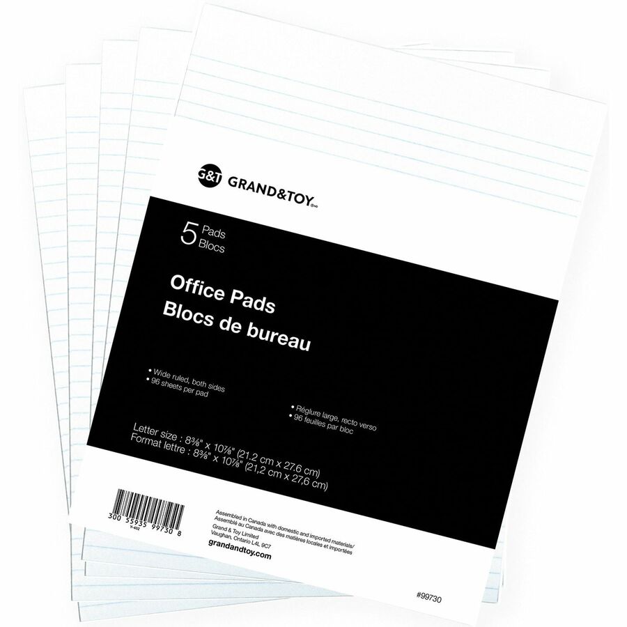 Offix White Paper Pad - 72 Sheets - Ruled - 8 1/2" x 11" - White Paper ...