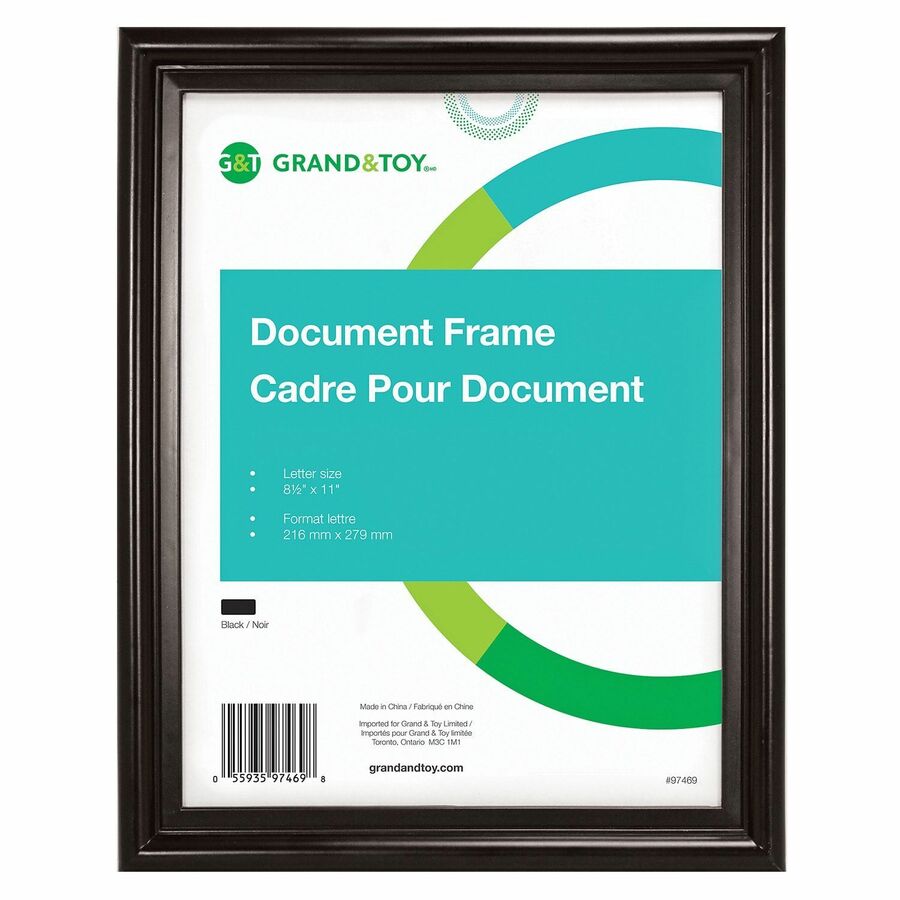 Grand & Toy Document Frame, Black, Letter-Size - 12.50" x 9" Frame Size ...