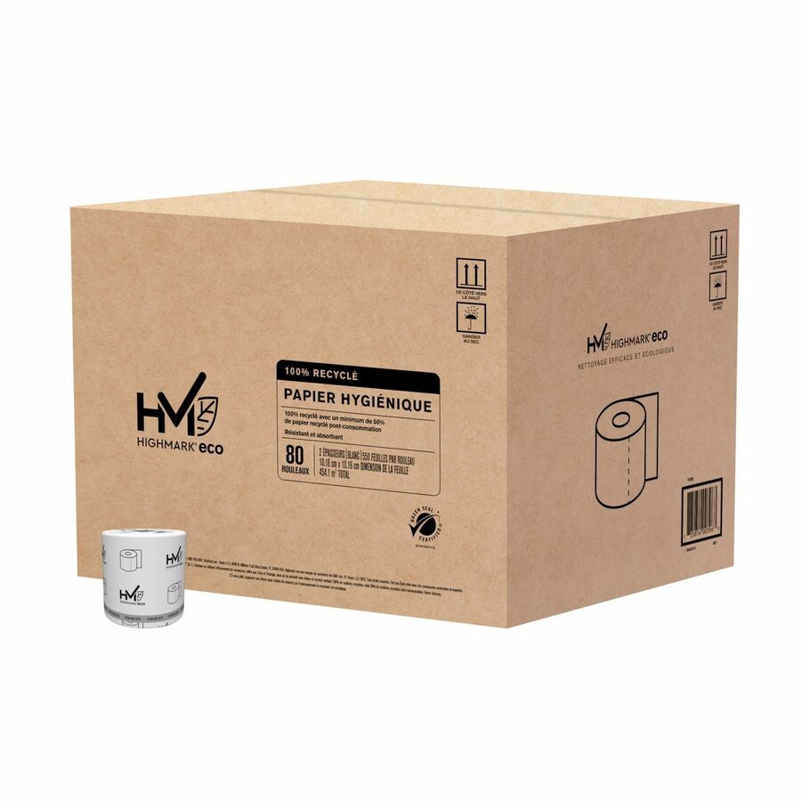 Highmark ECO 2-Ply Toilet Paper, 100% Recycled, 550 Sheets Per Roll ...