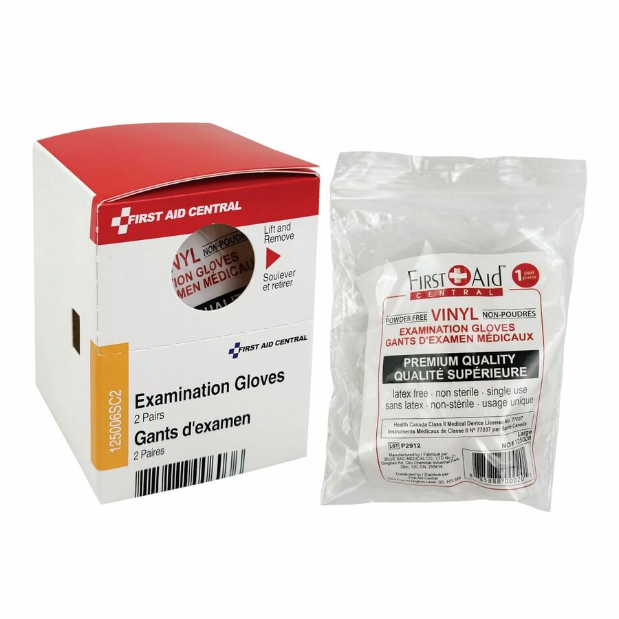 First Aid Central Examination Gloves - Large Size - Vinyl - Latex-free ...