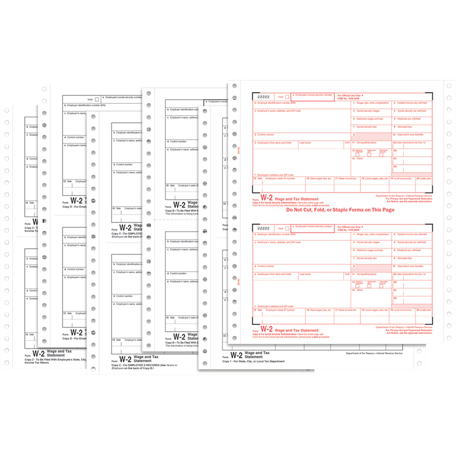 TOPS Carbonless Standard W-2 Tax Forms